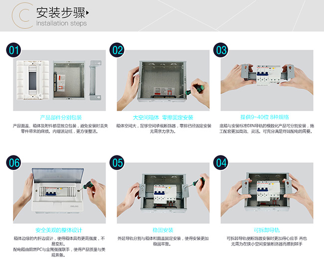 Flush Type Lighting Distribution Box Polycarbonate 3 Phase Distribution ...