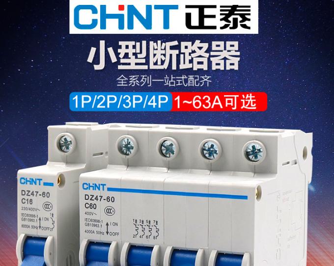 Chint DZ47-60 Miniature Circuit Breaker 6~63A, 80~125A, 1P,2P,3P,4P for Circuit Protection AC220 ...