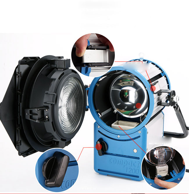 5500k-5600k LED Studio Lights 1200W HMI Fresnel Daylight High Speed ...